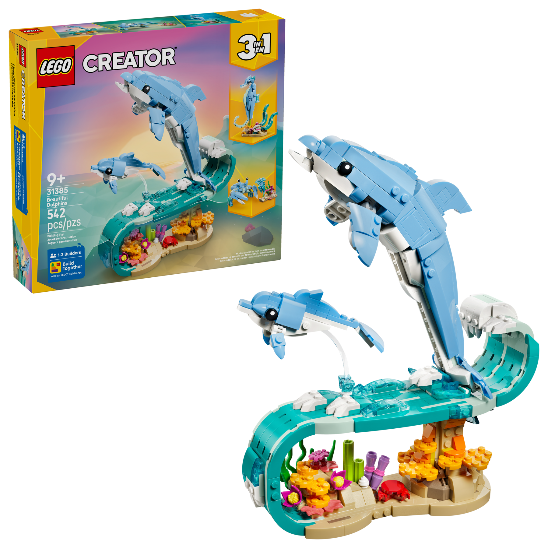 Конструктор LEGO Creator Красивые дельфины 31385, 542 детали, от 9 лет