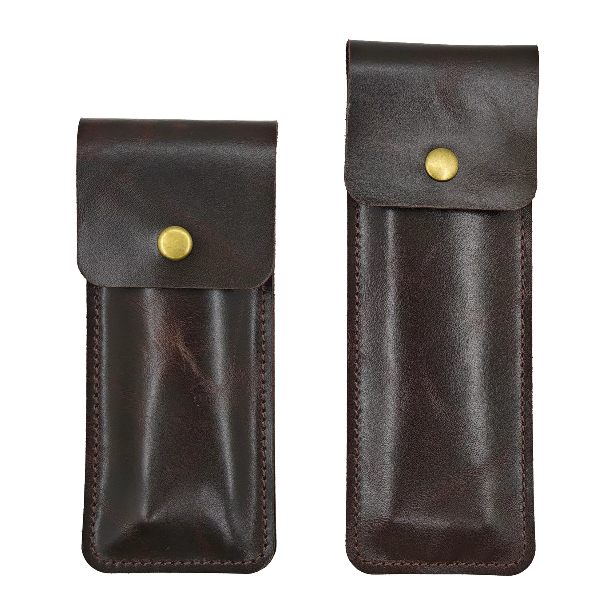 Пеналы для ручек и карандашей из натуральной кожи. Коричневые. Shiva Leather