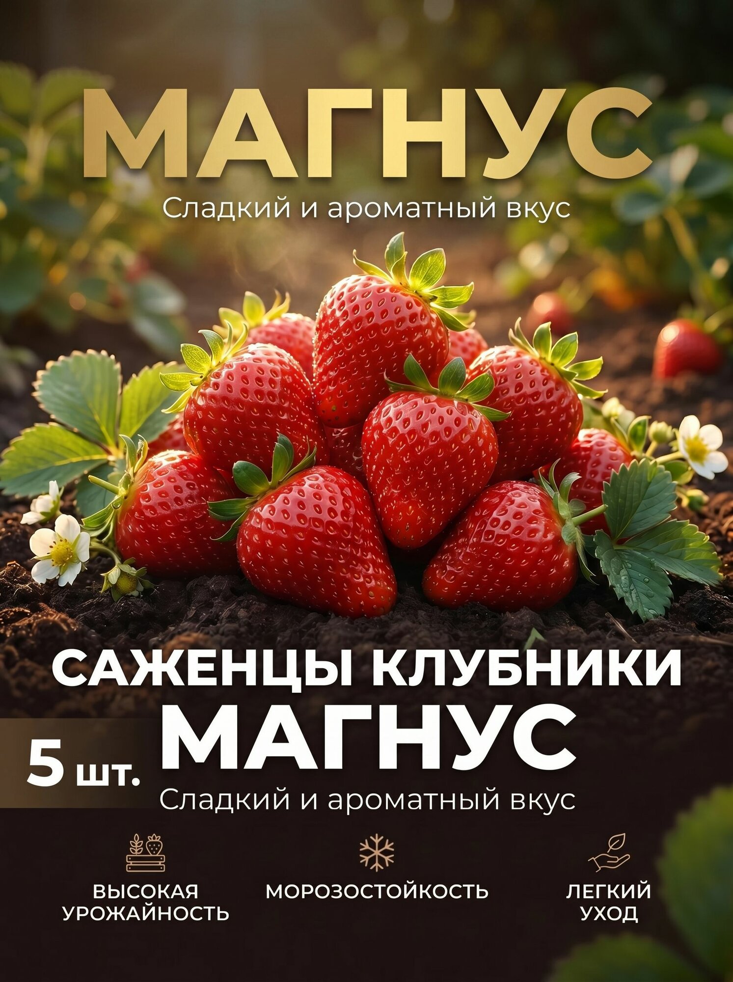 Саженцы клубники Магнут поздние спелый сорт 5-шт прочная упаковка