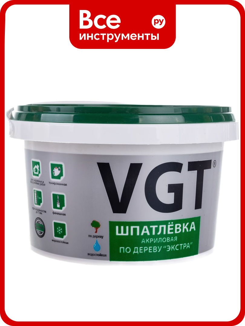 Шпаклевка по дереву Экстра Лиственница VGT 11593639 – финишная акриловая шпаклевка для стен и потолков, влагостойкая