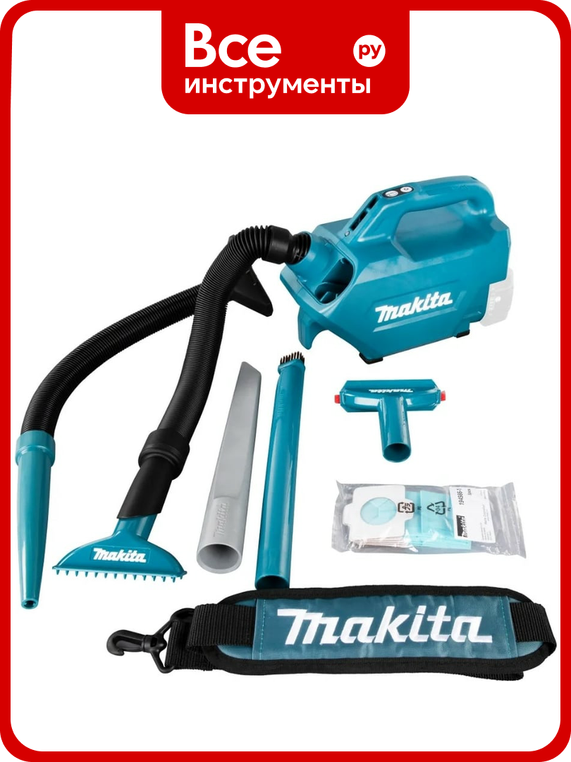 Пылесос Makita аккумулятор 18В, Li-ion, 1400л\м, 5.4 кПа,0.33\0.5л,1.8-2.2 кг, 3-x скоростной DCL184Z