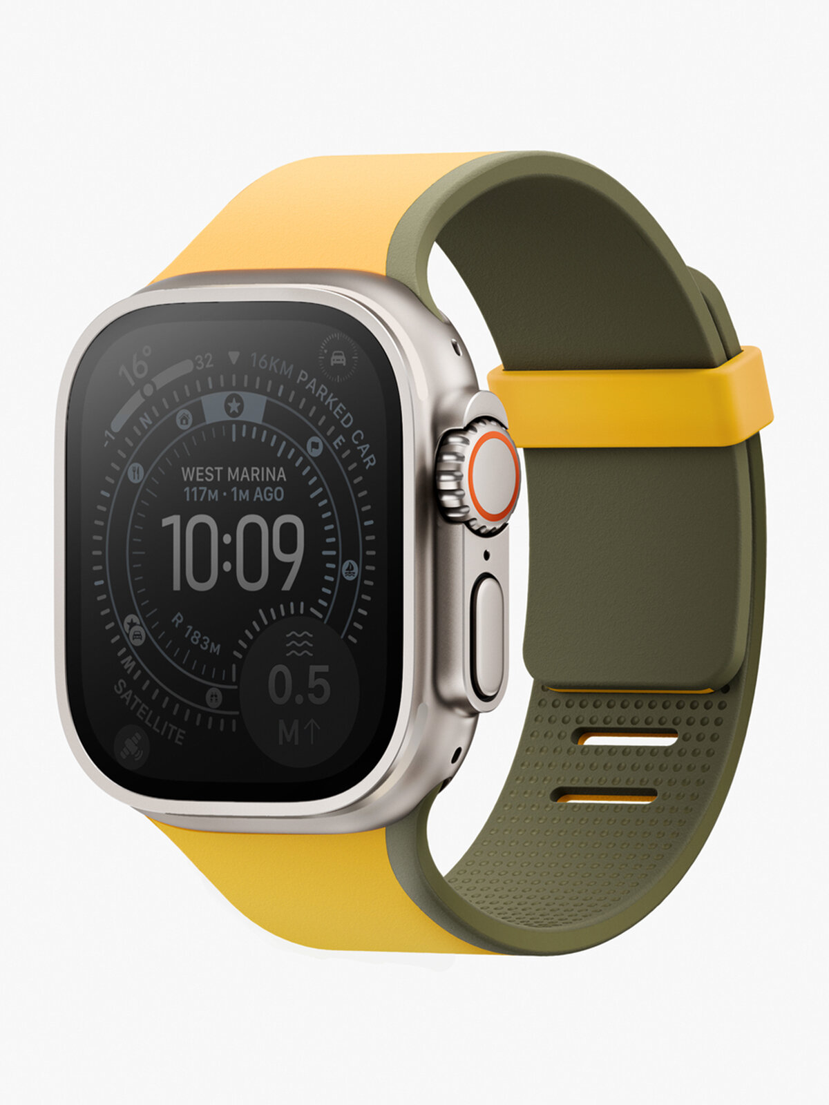 Ремешок Uniq для Apple Watch 44/45/46/49 мм, Revix IV силиконовый, с магнитными звеньями, желтый/зеленый