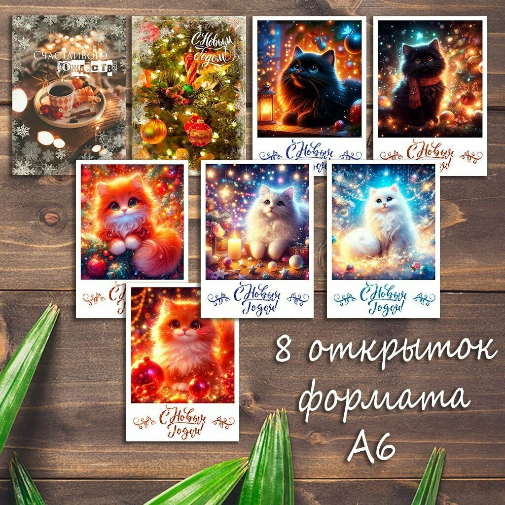 Набор открыток Новый год, 8 штук
