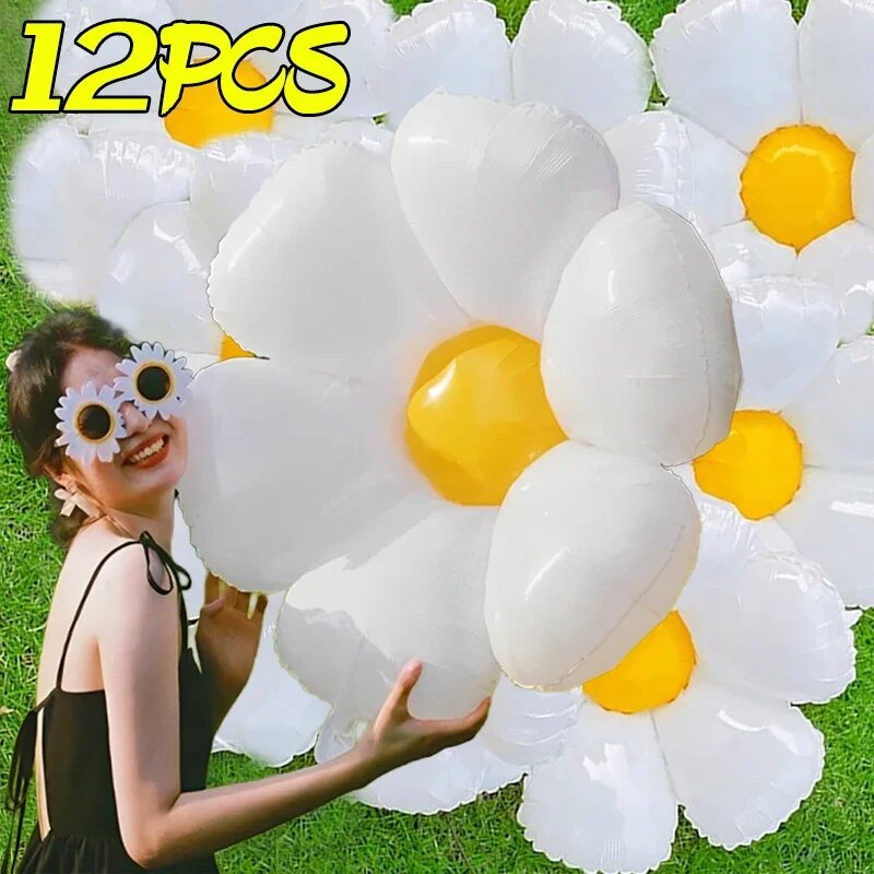 Фольгированный шар ромашка белая 50x41 см