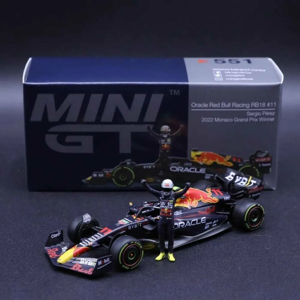 Машинка TSM MiniGT 1/64 #551 Oracle Red Bull Racing RB18 #11 Sergio Prez 2022 Monaco Grix Winner Die-cast Alloy Car Model Toy Gift