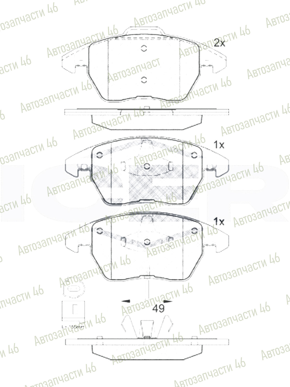 Колодки тормозные передние Шкода Йети Skoda Yeti 2009-2014 (2.0 TDI) 3C0698151C ICER