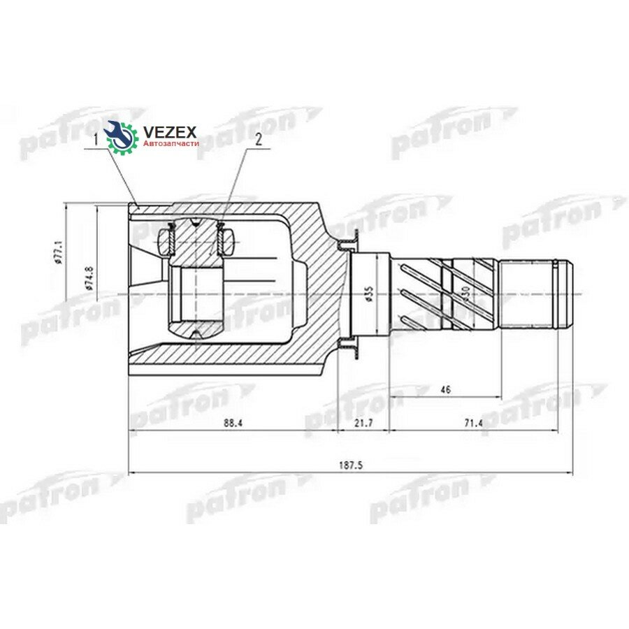 PATRON PCV1556 ШРУС внутренний