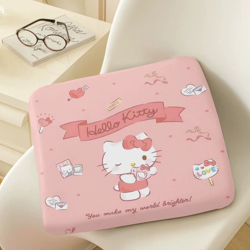 Розовая подушка для сиденья Hello Kitty, губчатая подушка-накладка на стул, защита от боли в ягодицах, чехол для
