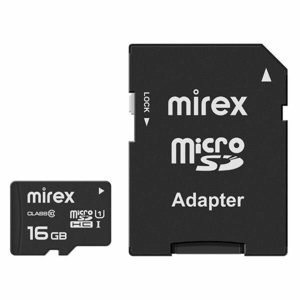 Карта памяти SD Micro Mirex microSDHC 16GB (UHS-I, U1, class 10)