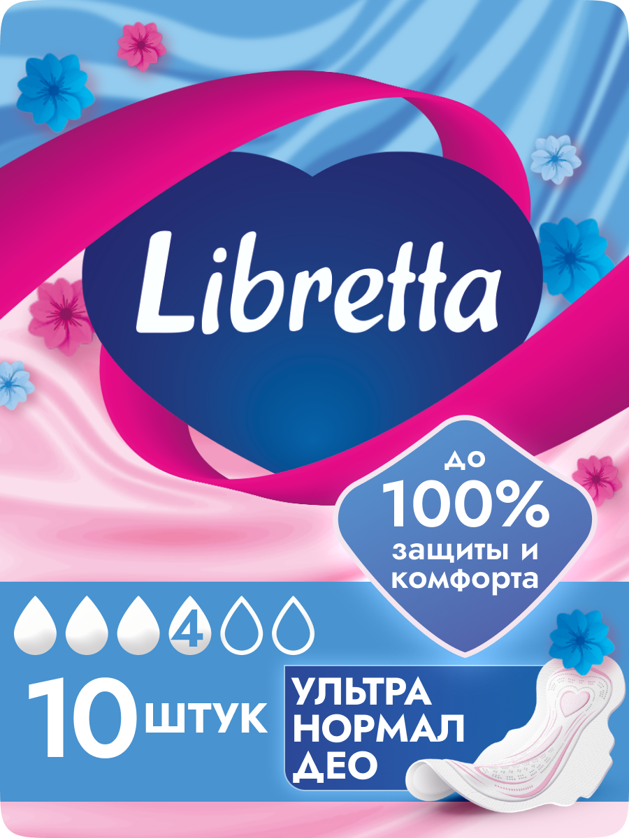 Прокладки Libretta "Ультра Нормал", с крылышками, ДЕО, 10шт.