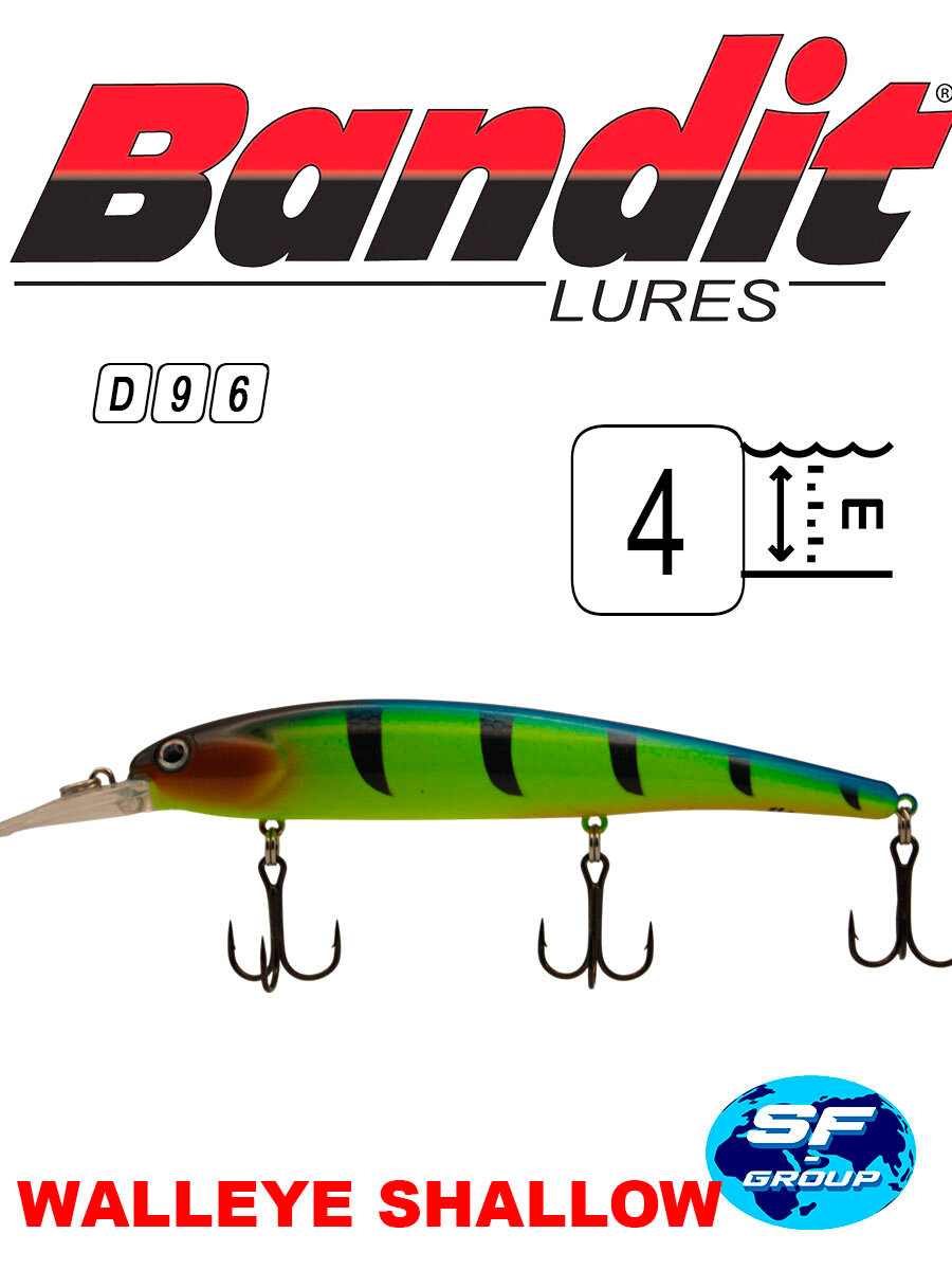 Воблер Bandit Walleye Shallow 12 см 17,5 гр заглубление 4м #D96