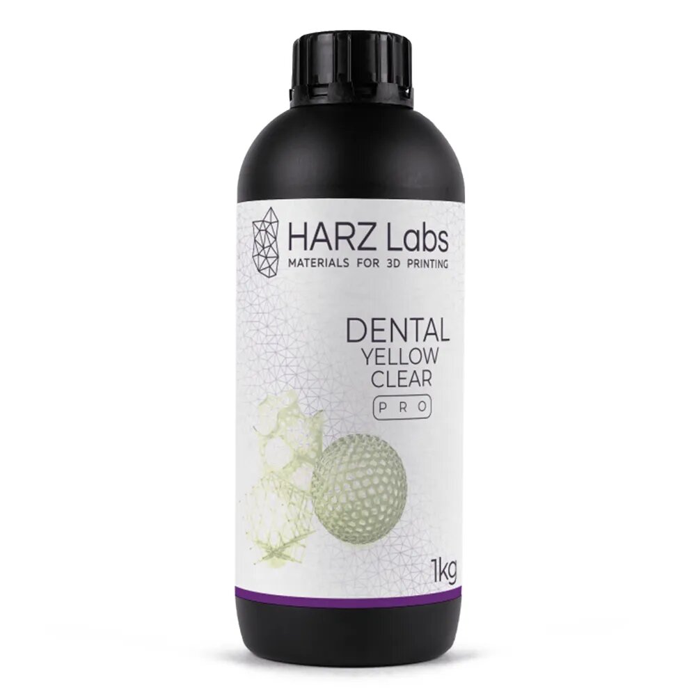 Фотополимерная смола HARZ Labs Dental Yellow Clear PRO, прозрачный желтый, 1000 гр