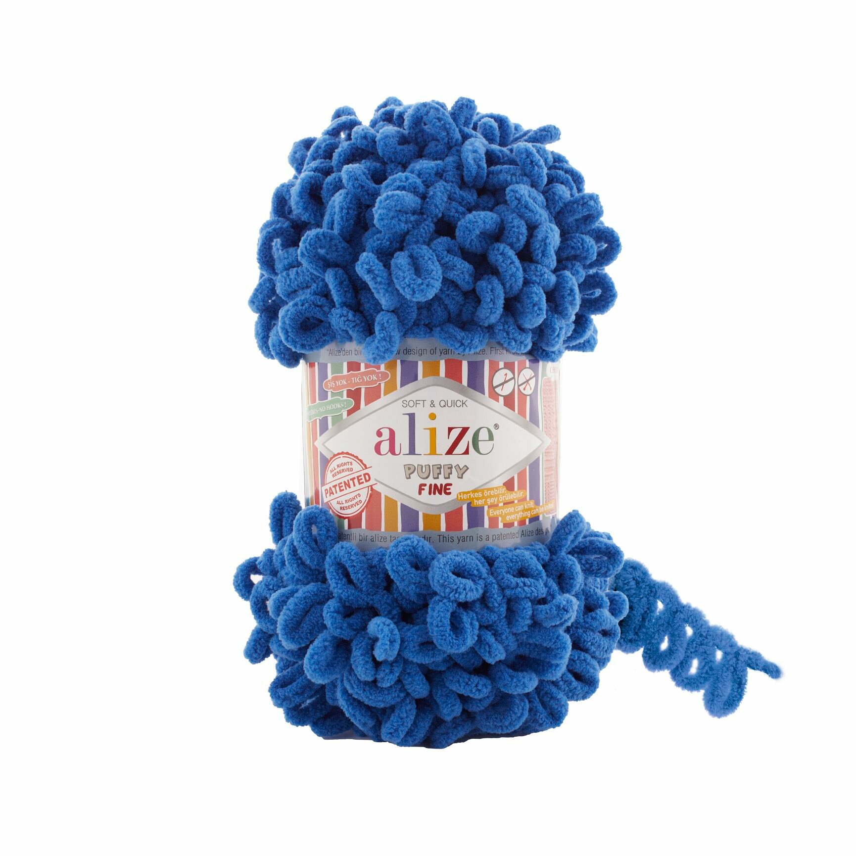 Пряжа для вязания Alize Puffy Fine 1 моток (14 м, 100 гр), цвет 637 морская волна