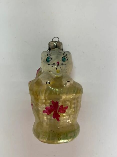 Елочная игрушка Котенок в корзинке