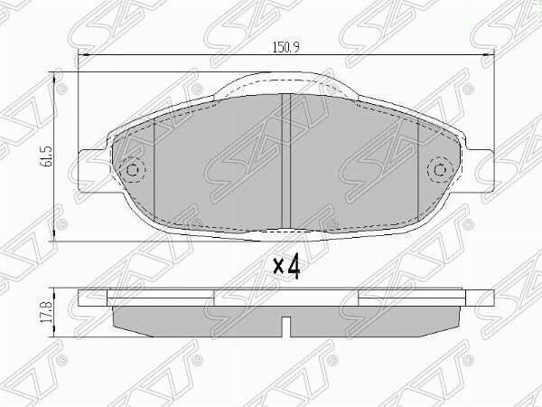 Колодки тормозные SAT ST-425426 спереди Peugeot 308 07-15 / 3008 10-13
