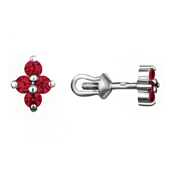 Серьги пусеты, серебро, 925 проба, родирование, фианит