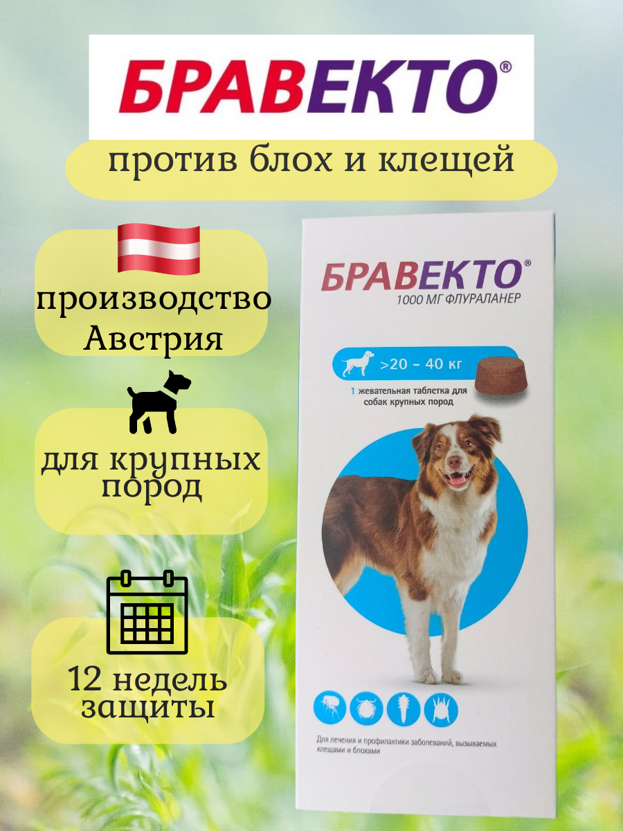 Бравекто 500 мг таблетки для собак 10-20 кг