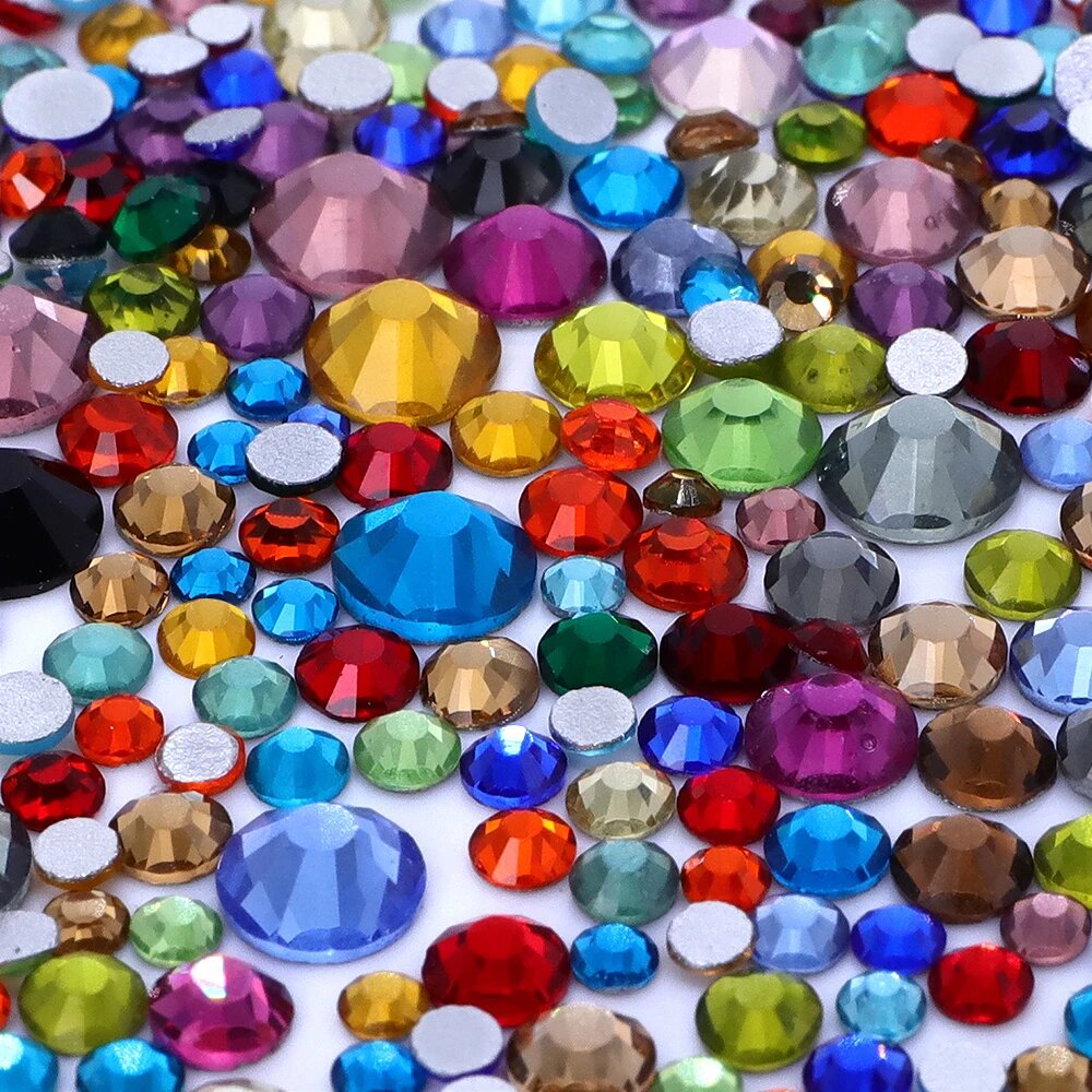 Круглые стеклянные стразы для дизайна ногтей 1440 шт. Мульти, multi color