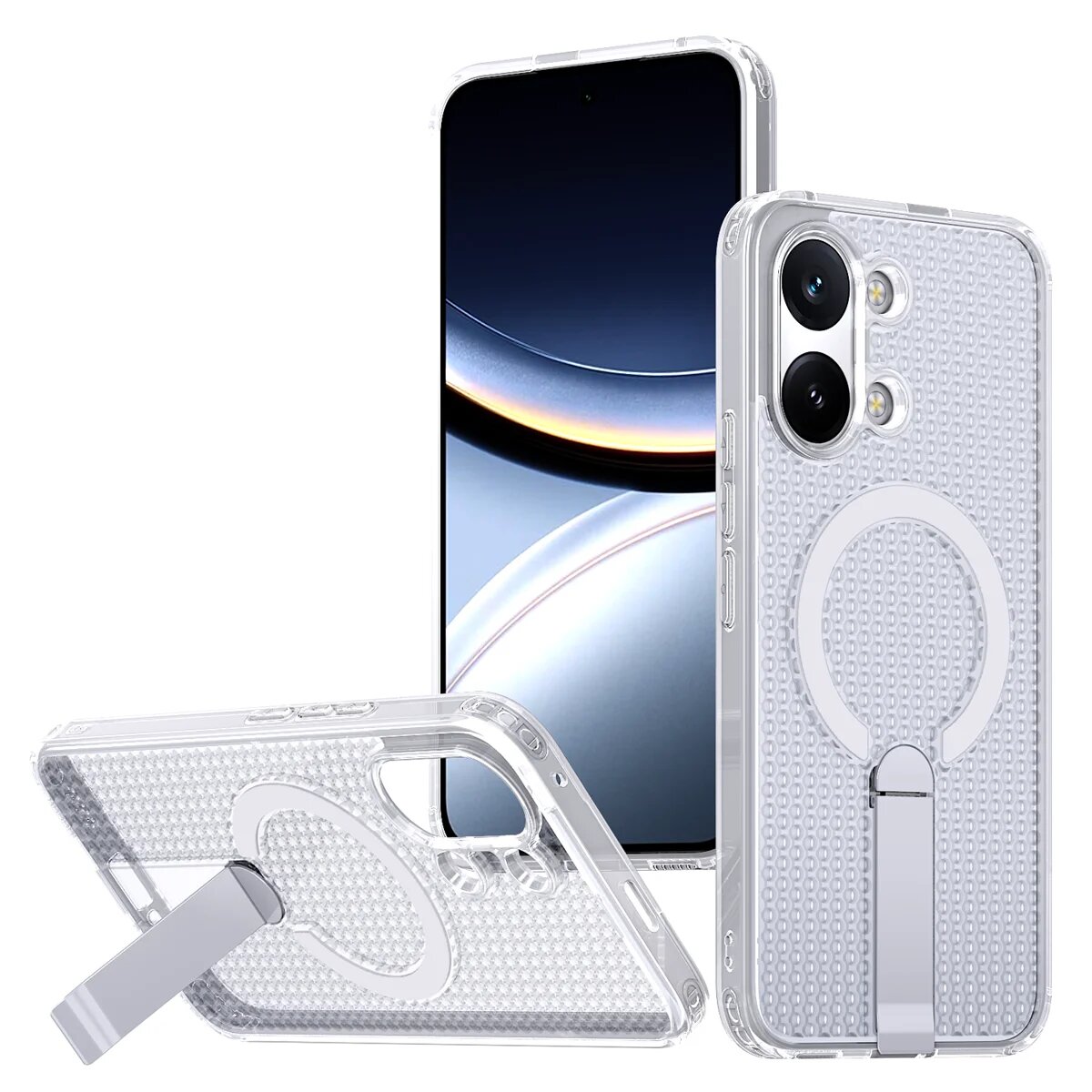 Белый чехол Poco X8 Pro с кольцом и охлаждением