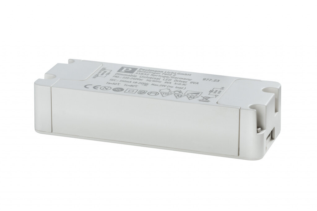 Трансформатор Paulmann LED Driver Для светодиодных светильников 350mA постоянного тока макс.7-9Вт 230В 24x41x119мм Белый Димм 97723.