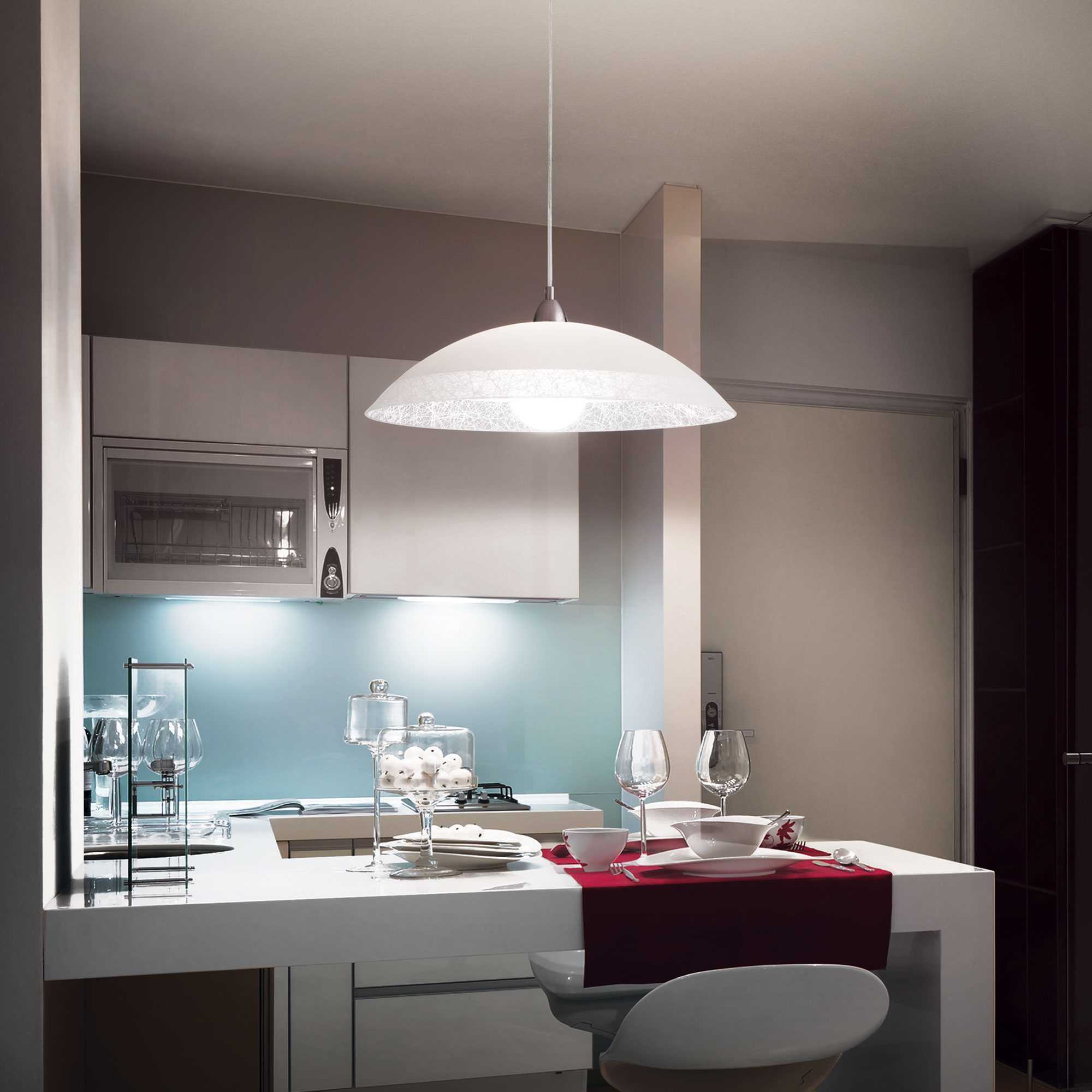 Светильник подвесной ideal lux Lana SP1 макс.1х60Вт IP20 Е27 230В Белый/Трафаретная печать Стекло Без лампы 068169.