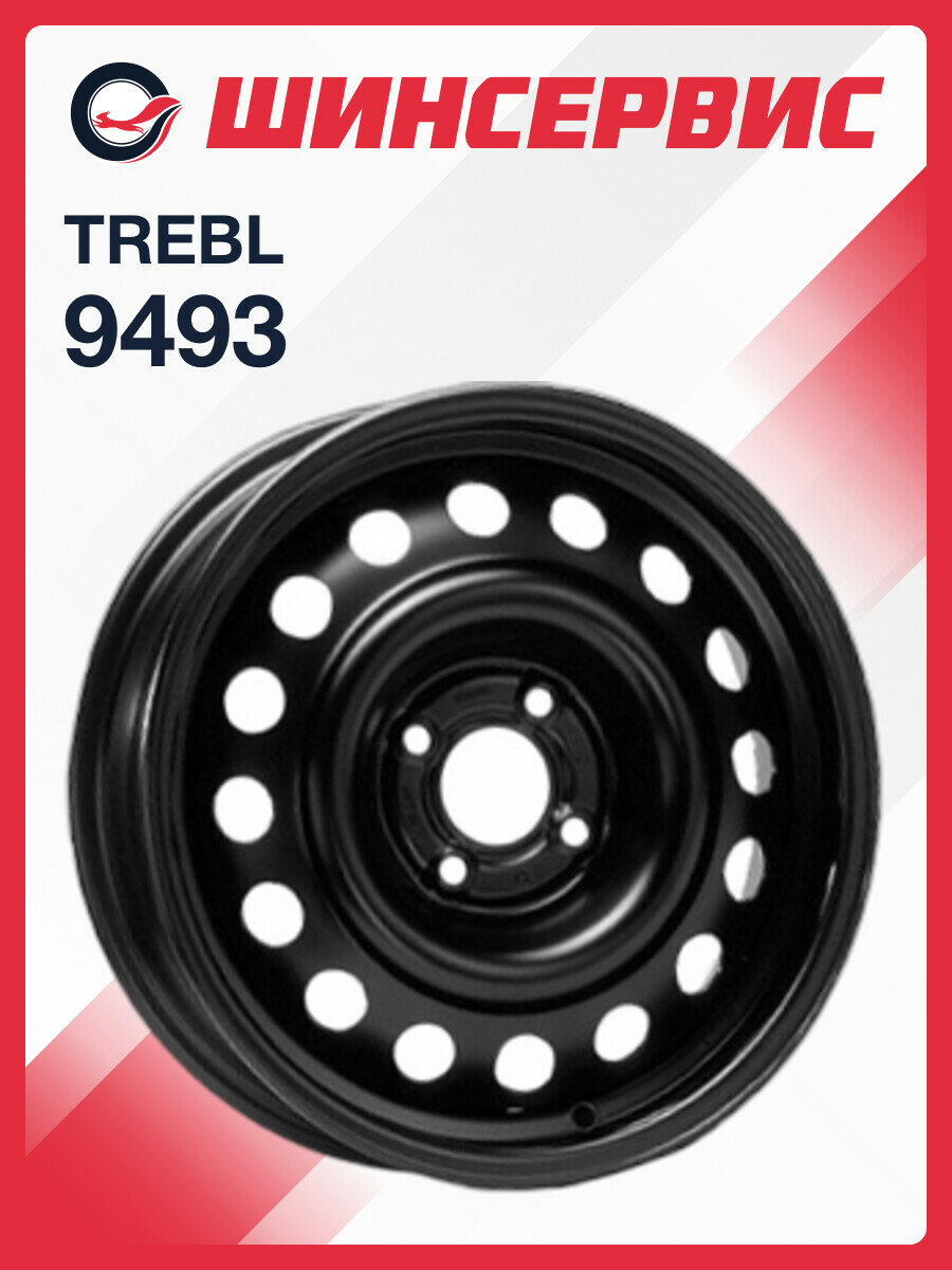 Стальной колесный диск TREBL 9493 R16.0x6.5J 4x108.0 ET23.00 ЦО65.10 для автомобиля