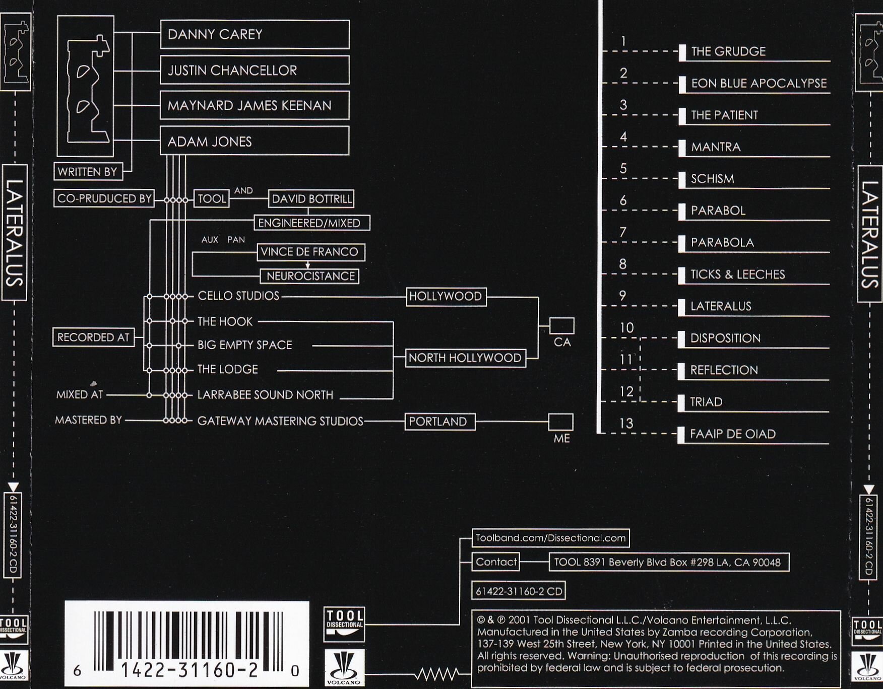 Tool - Lateralus, 2001, 4-page, CD-Аудио — фото 1