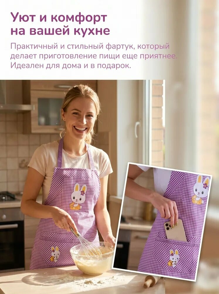 Фартук кухонный 1шт, светло-фиолетовый