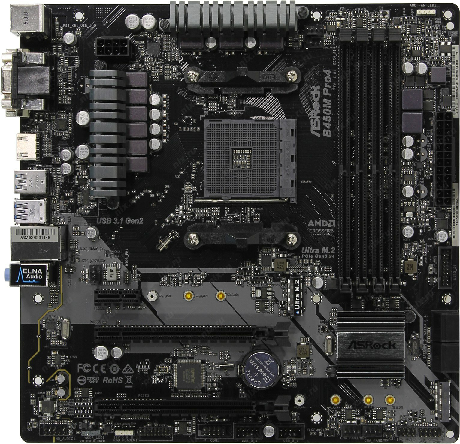 ASRock B450M PRO4 AM4 B450 2xPCI-E Dsub+DVI+HDMI GbLAN SATA MicroATX 4DDR4