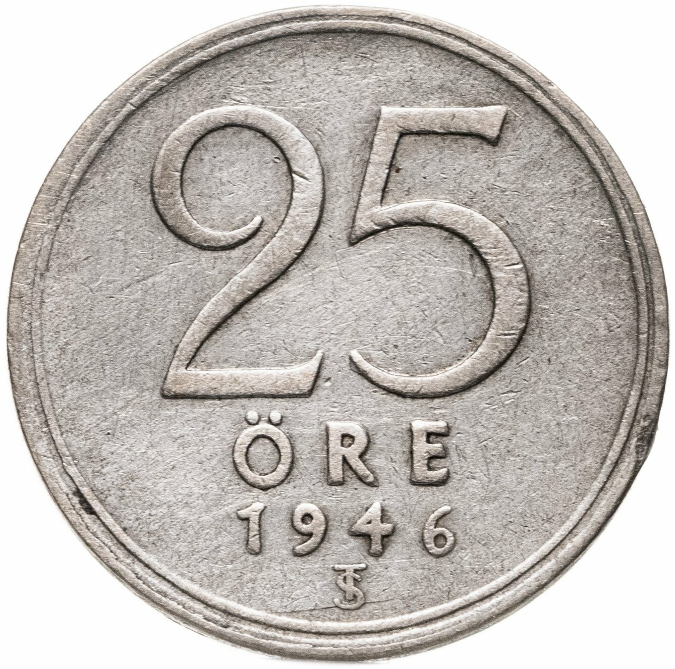 Швеция 25 эре ore 1946, Серебро 400, в сохранности VF