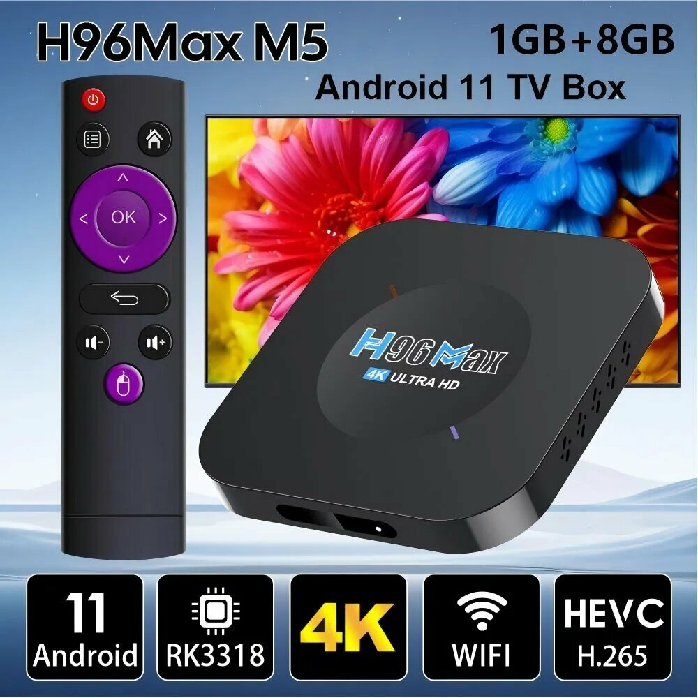 ТВ-приставка H96Max M5 RK3318 4K Ultra HD (Android 11 / Медиаплеер / Голосовой пульт) система караоке