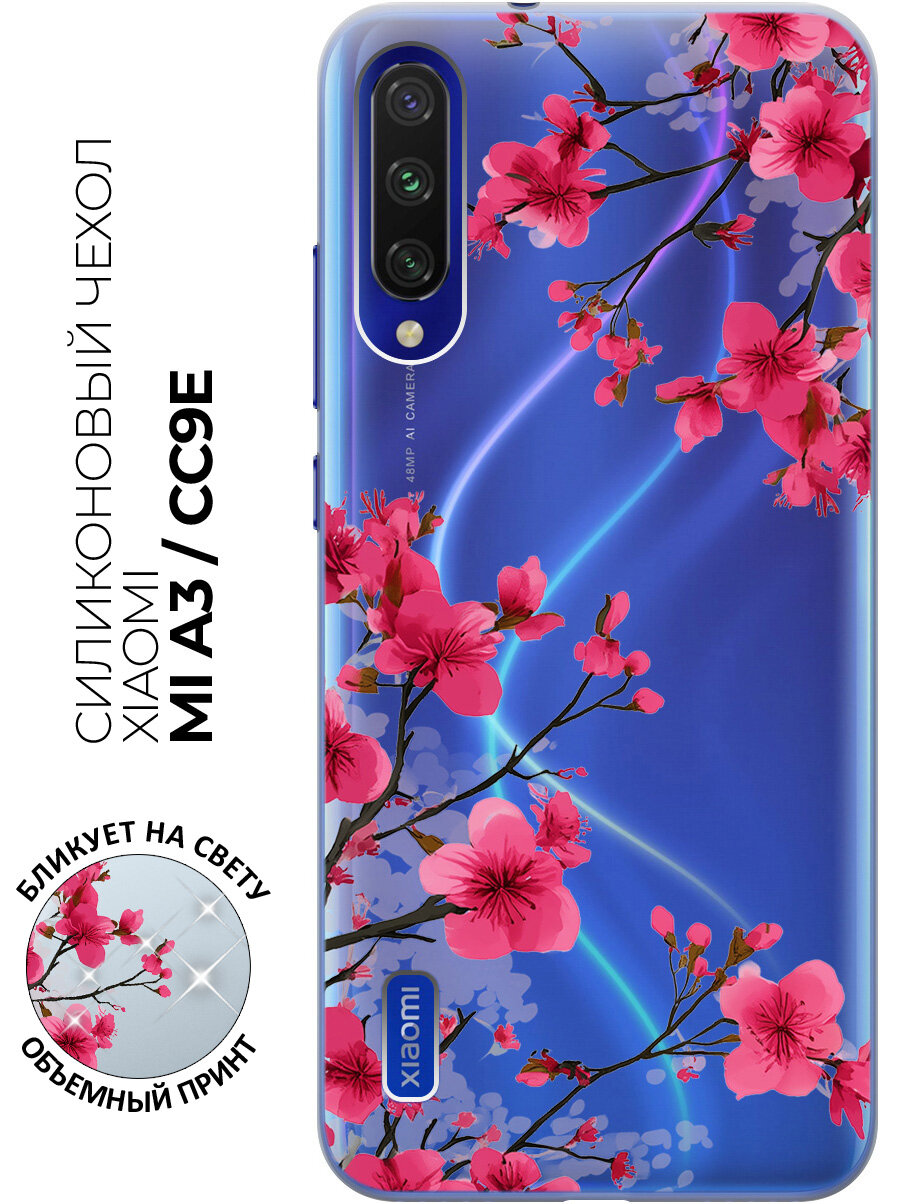 Силиконовый чехол на Xiaomi Mi A3 / CC9e с принтом "Нежная симфония сакуры" прозрачный