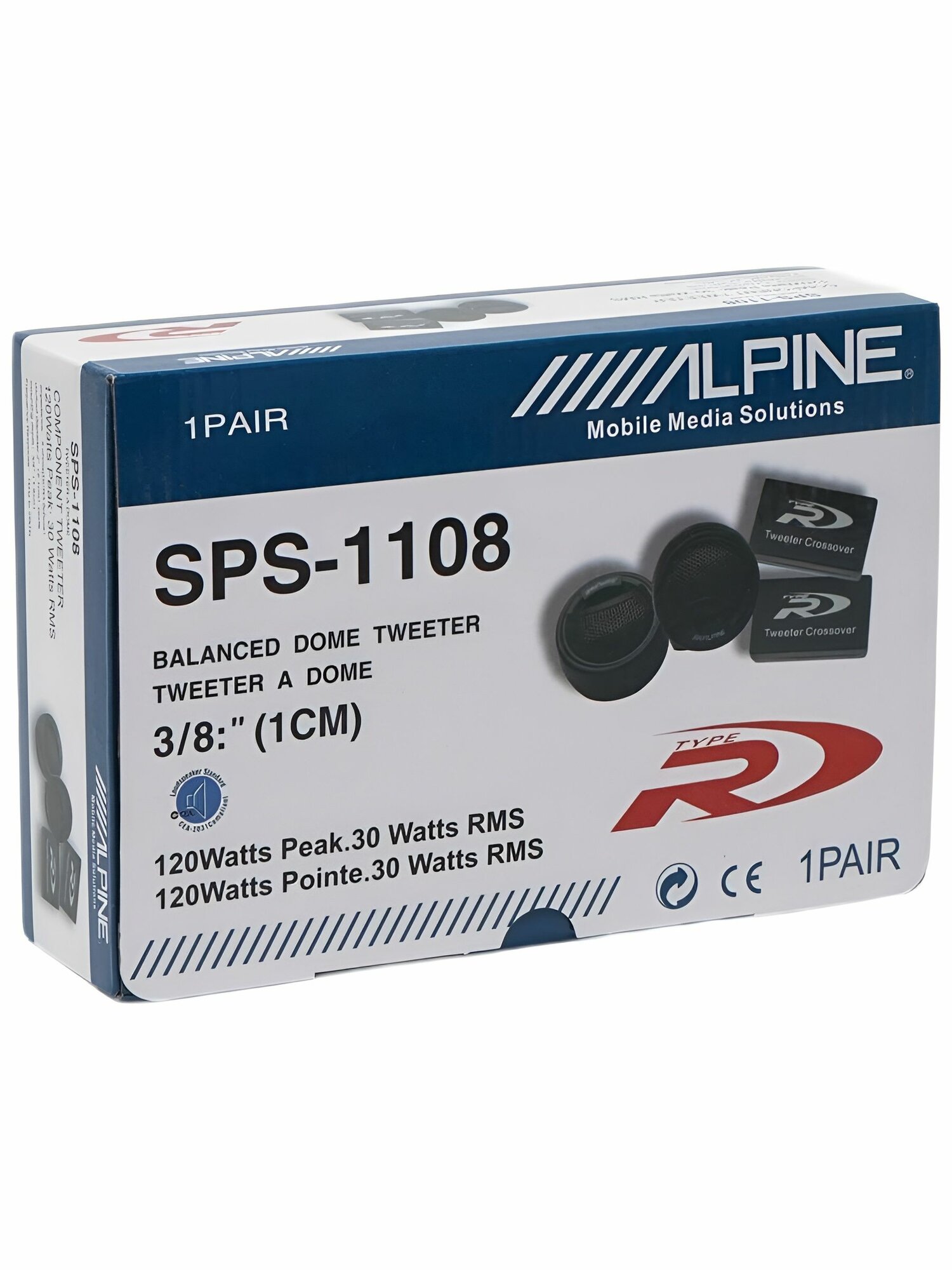 Автомобильные твитеры, пищалки Alpine SPS-1108, высокочастотные динамики 120Вт, 3/8:' (1см)