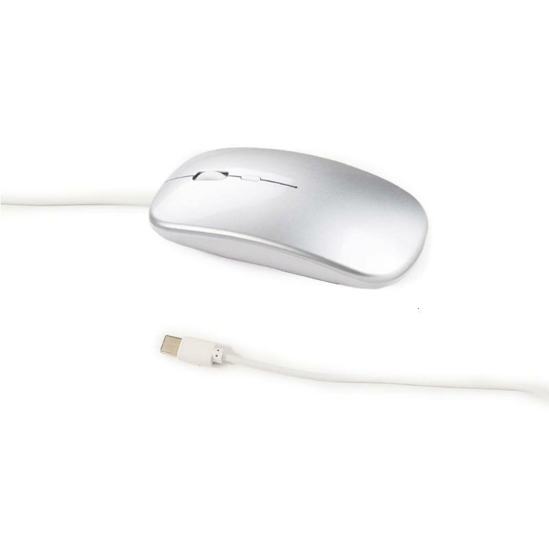 Тихая эргономичная мышь USB-C, Серебро
