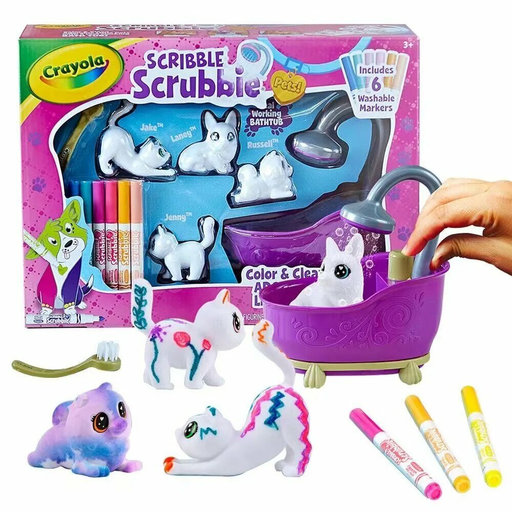 Фигурки для раскрашивания Washimals "Набор с ванной", Crayola, 74-7249