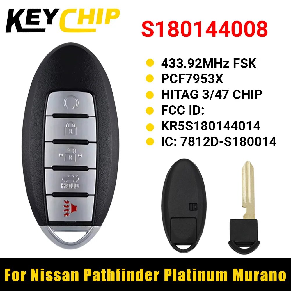 KC S 180144008 Умный дистанционный ключ от машины 433,92 МГц для Nissan Pathfinder Platinum Murano 2013-2016 HITAG 3 47 CHIP KR5S 180144014