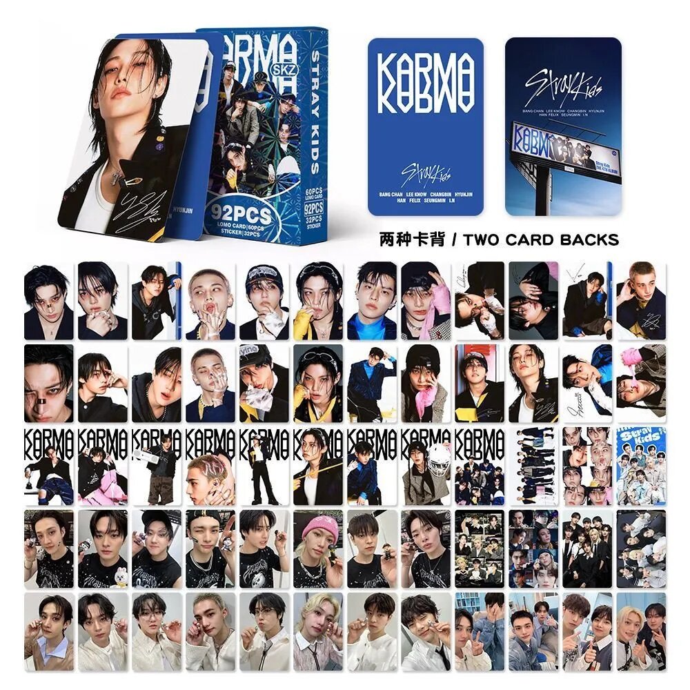 Набор Stray Kids: 60 LOMO карт 8.5 5.4 см + 32 наклейки