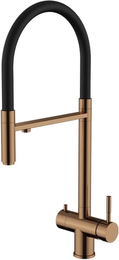 Смеситель для кухни Knotlor Infinity SS-16/RB с подключением к фильтру, гибким изливом, бронза матовая