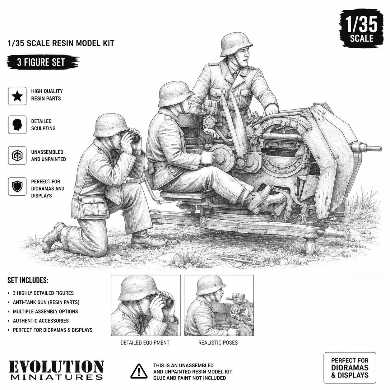 Набор для сборки модели артиллерийской команды EVANOVM 1/35