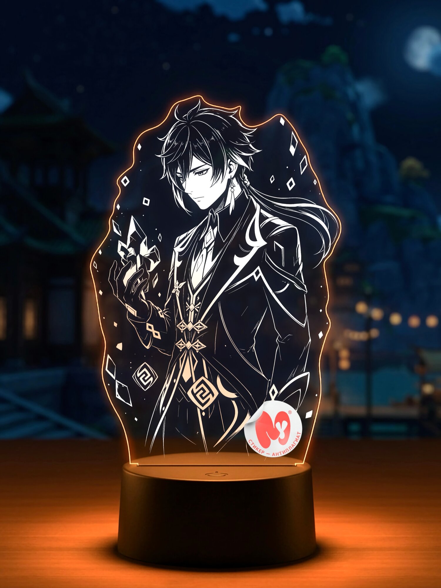 Ночник Игра Чжун Ли - Zhongli Genshin Impact. Подарок геймеру — декор для игровой комнаты с символикой популярных игр