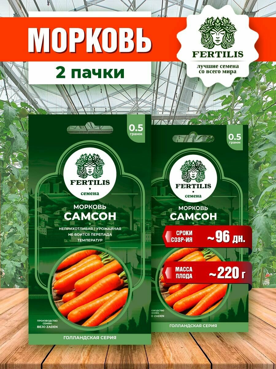 Семена урожайной моркови Самсон от компании Fertilis (2 пачки)