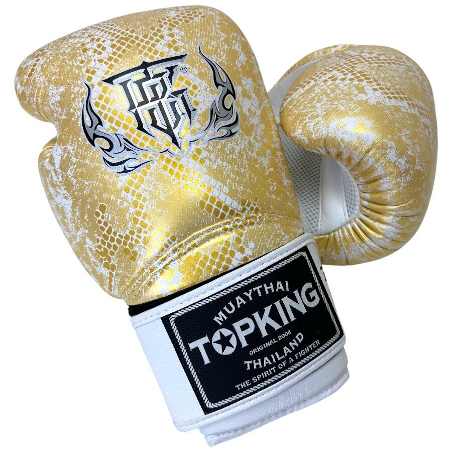 Боксерские перчатки Top King White Gold Snake Air, 14 унций