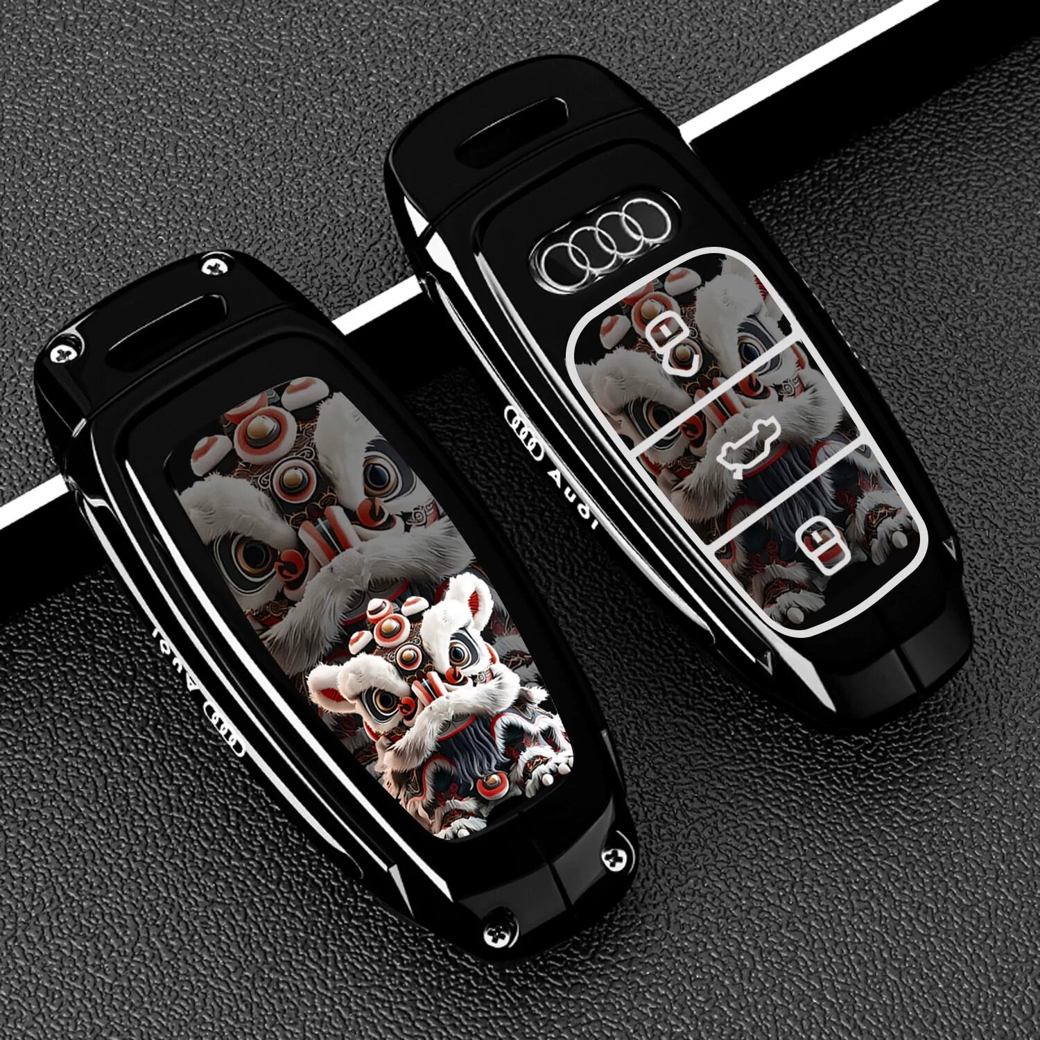Чехол для брелока Audi для моделей - Черная воинская тема одиночный чехол без крепления