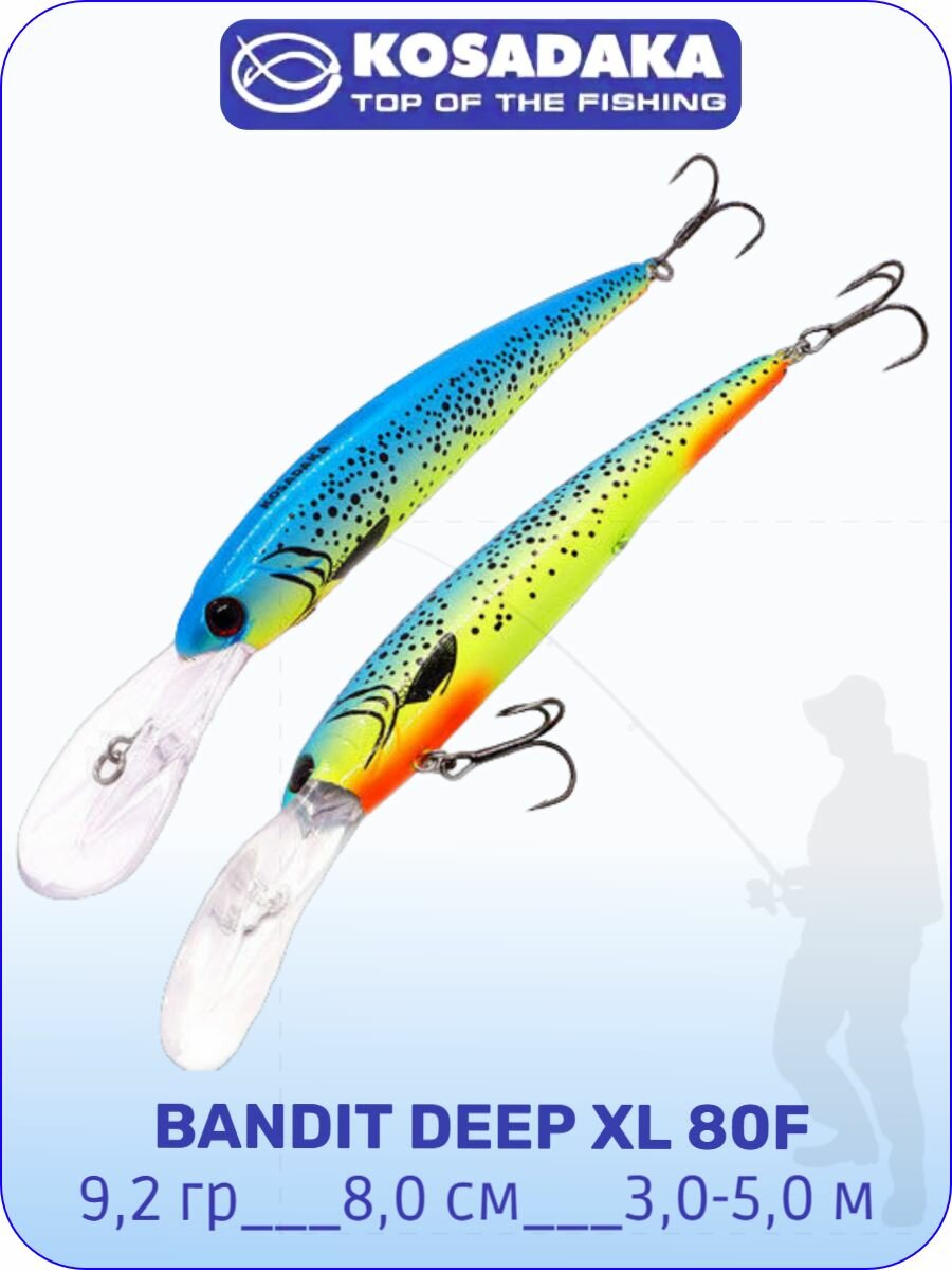 Воблер Kosadaka Bandit Deep XL 80F, плав. 80мм 9,2г 3-5м цв. CLN