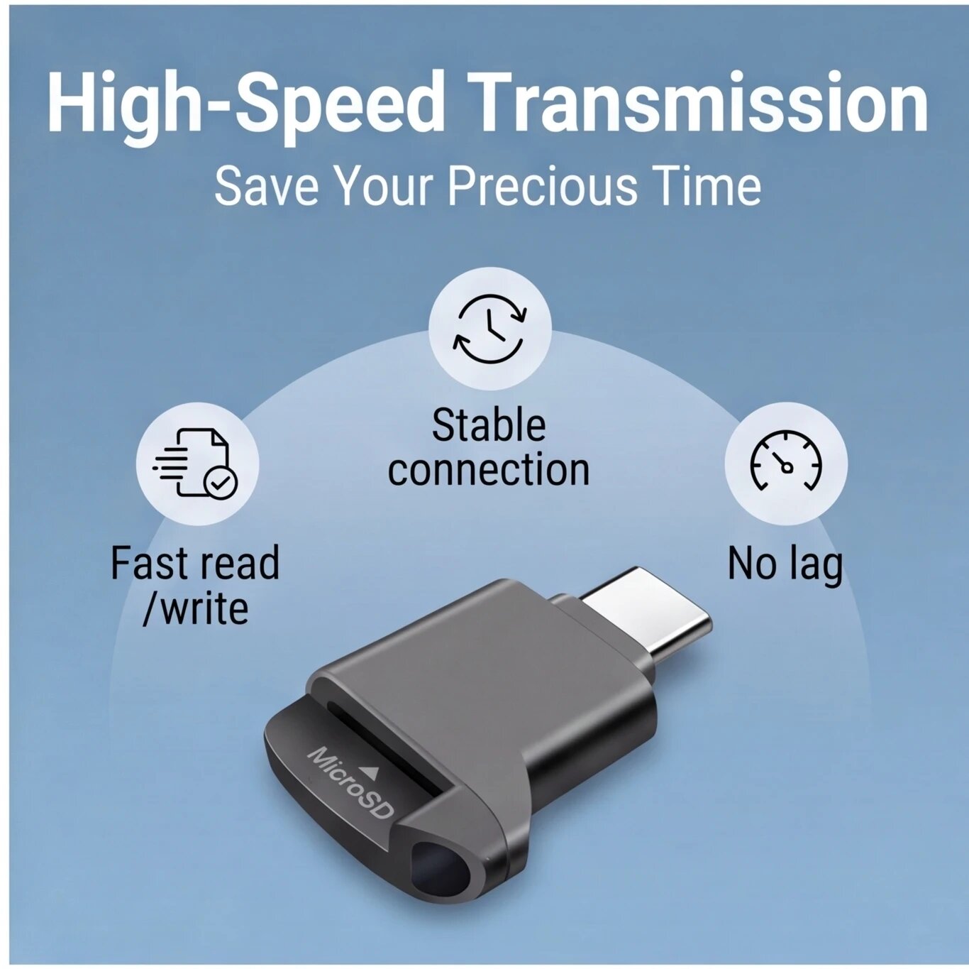 USB-адаптер для чтения карт MicroSD, высокоскоростной OTG-адаптер для телефонов и ноутбуков, Plug & Play, компактный дизайн