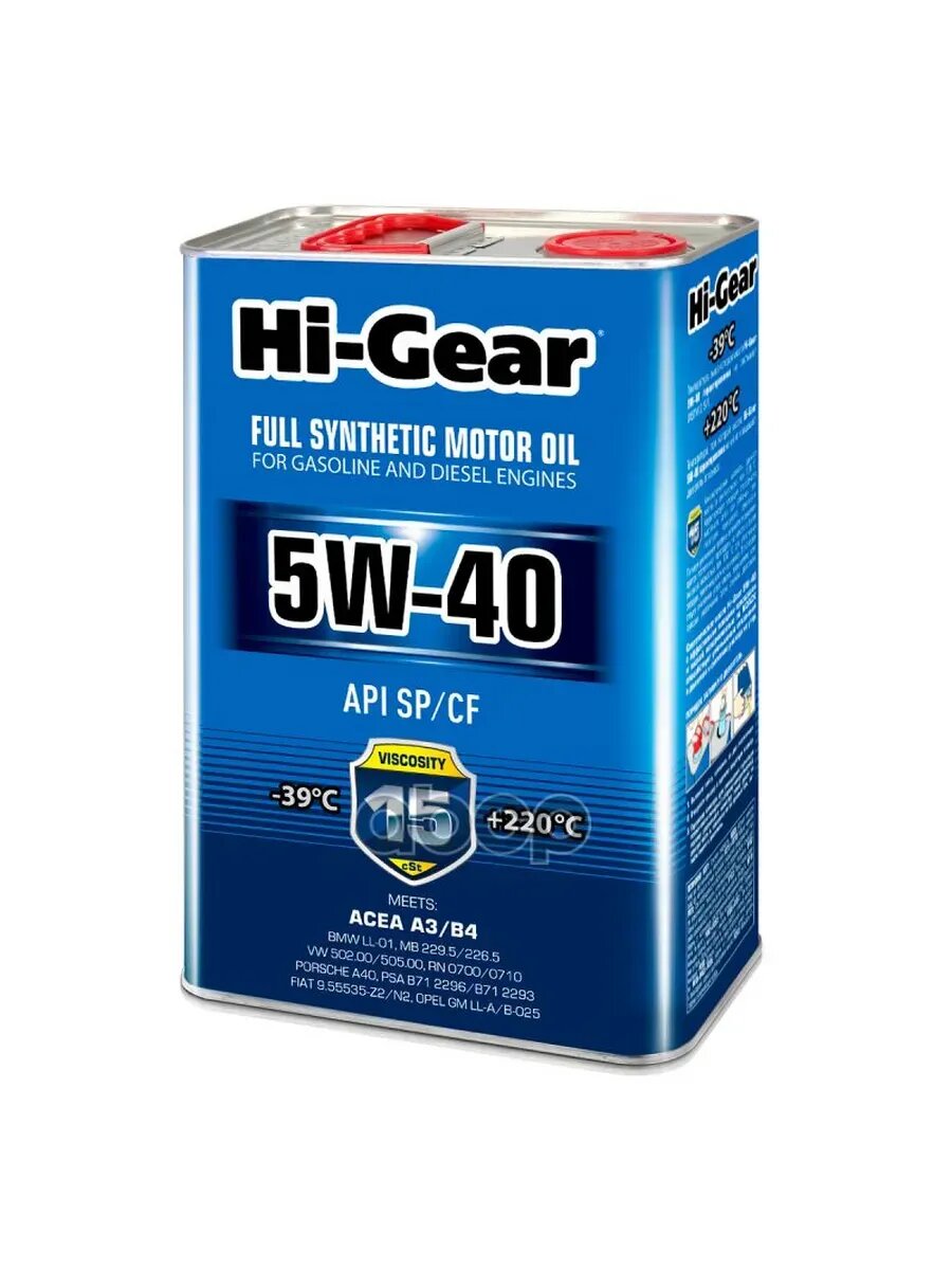 Hi-Gear Hi-Gear 5W40 (4L) Моторное! Синтapi Sn/Cf, Acea A3/B