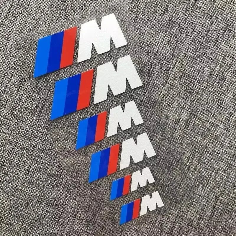 Набор из 6 термостойких наклеек на тормозные суппорты для BMW M с трехполосным логотипом, 6pcs-white