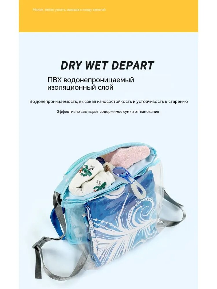 Рюкзак детский водонепроницаемый для плавания "Акула" с отделением для обуви, 40х30.5х16.5 см — фото 1