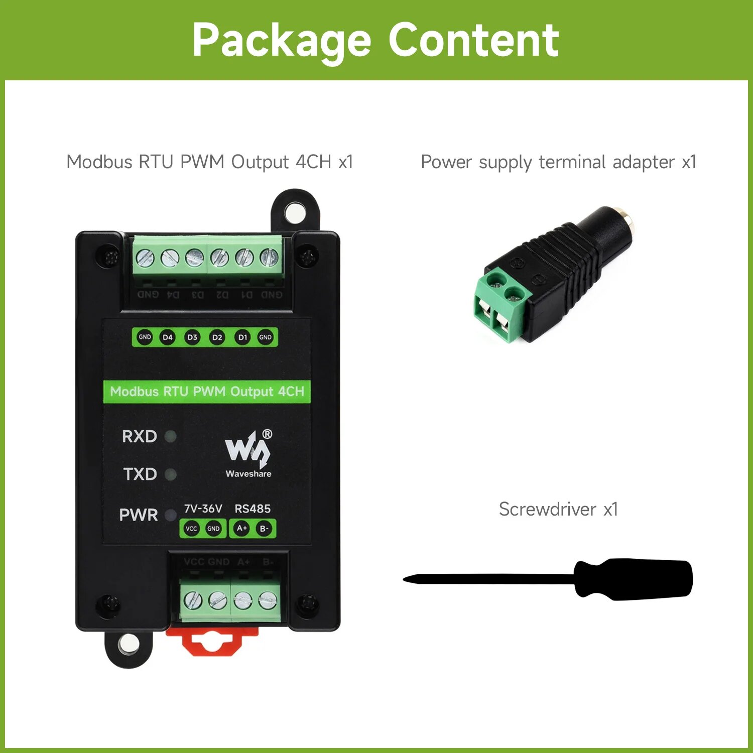 Waveshare Модуль PWM-выхода Modbus RTU 4 канала
