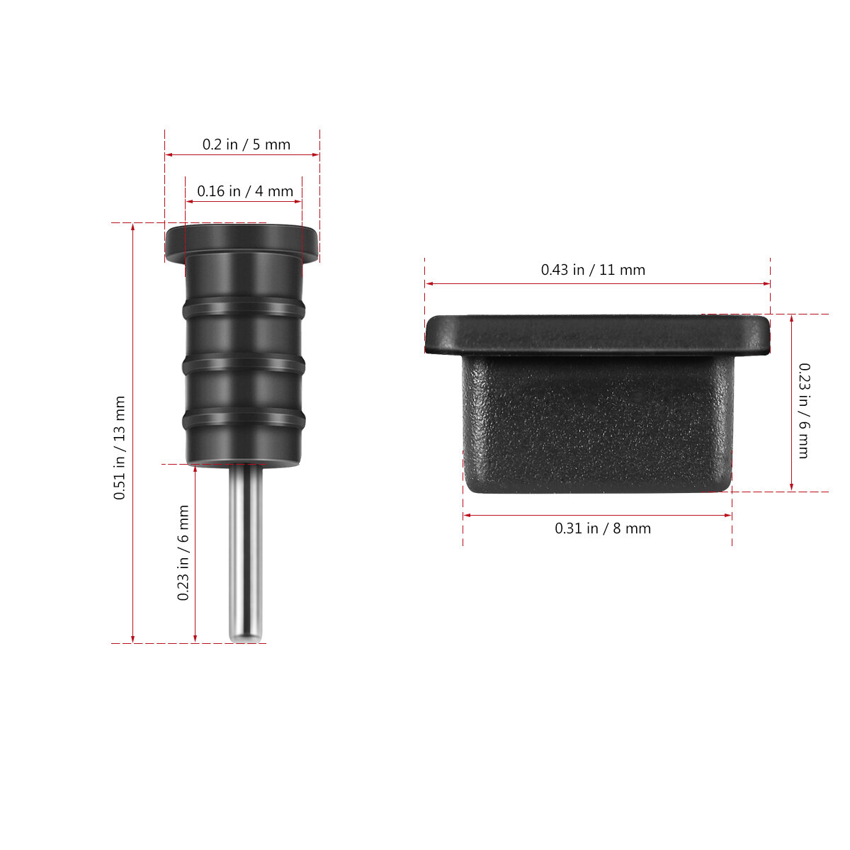 UKCOCO 10 Штук Защитные Чехлы Для USB Type C Из Силикона Против Пыли Цвет Черный Размер 1.40X0.40X0.40CM